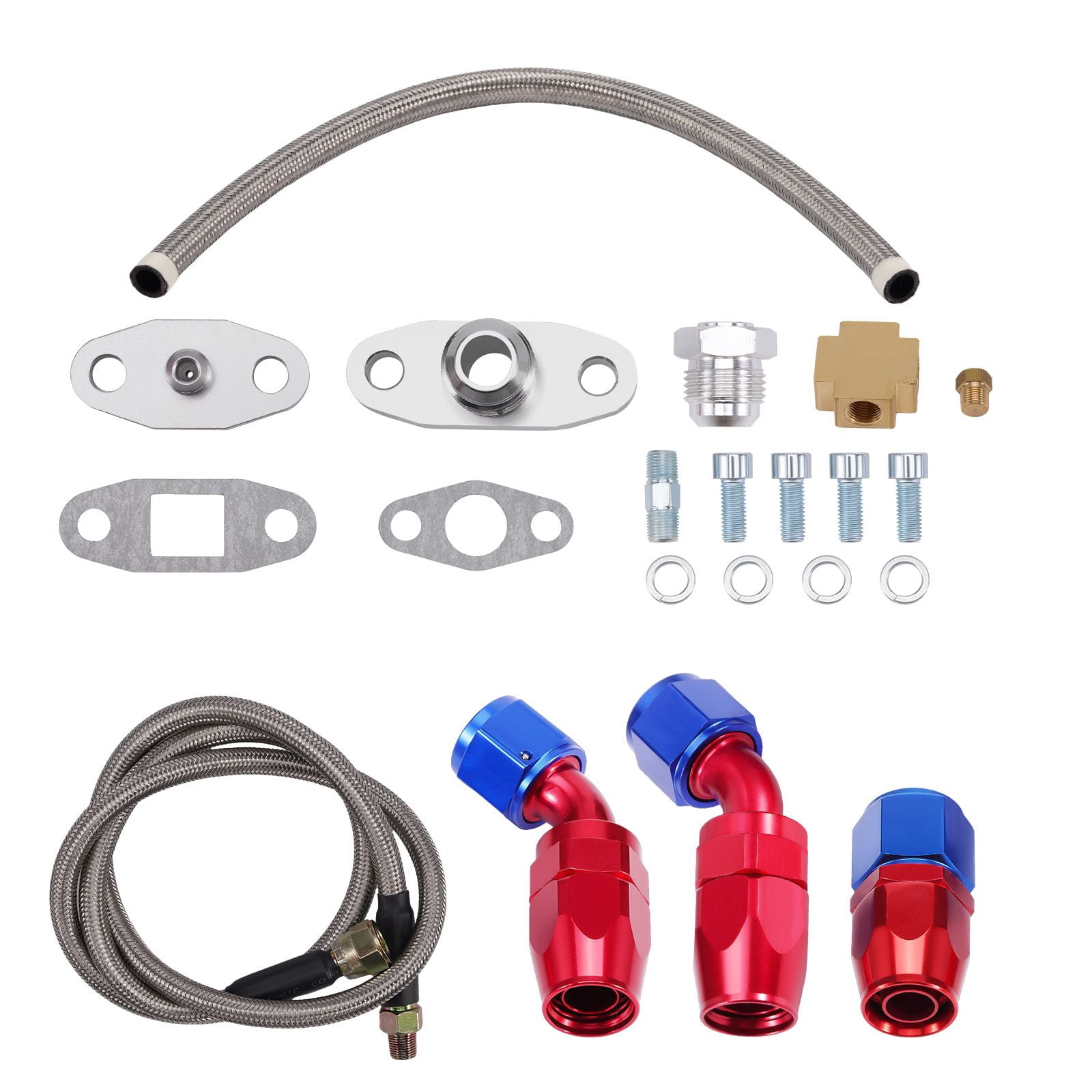 Universal Turbo Oil Feed Return Drain Line Kit – T3 T4 T04E T3T4 T70 ...