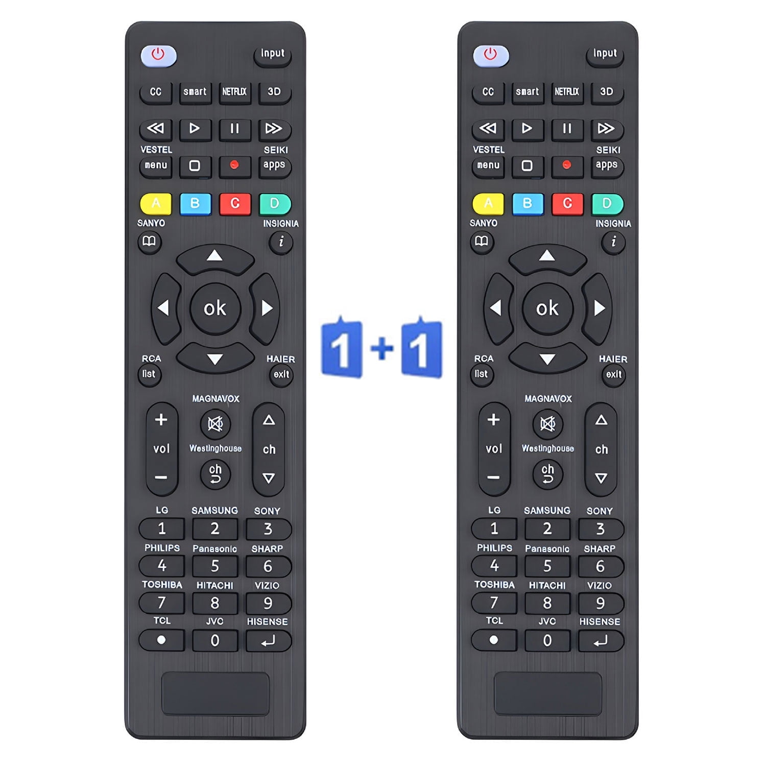 (Pack of 2) UORLEN Universal Tv Remote for Samsung/LG/VIZIO/TCL/JVC ...