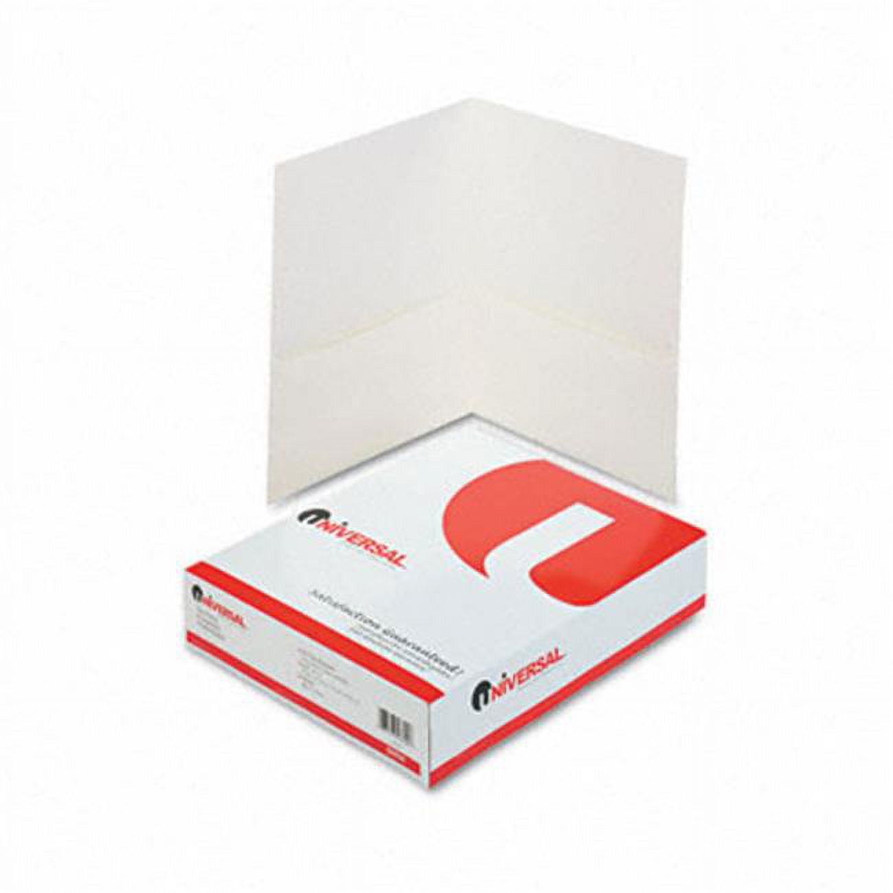 Universal Two-Pocket Portfolio Embossed Leather Grain Paper White ...