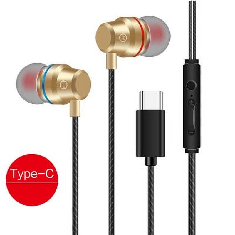 Universal Type-C Wired Earphone In-ear Noise Reduction Wire Controlled Tuning 3.5mm Phone ...