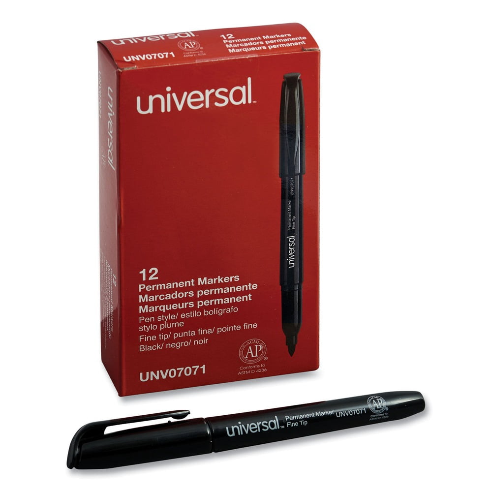 Universal UNV07071 Fine Bullet Tip Pen-Style Permanent Marker - Black ...
