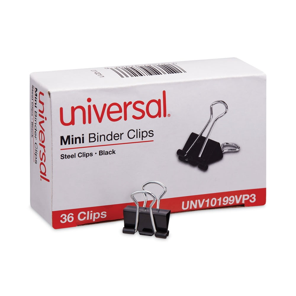 Universal UNV10199VP3 Binder Clip Value Pack - Mini, Black/Silver (36 ...