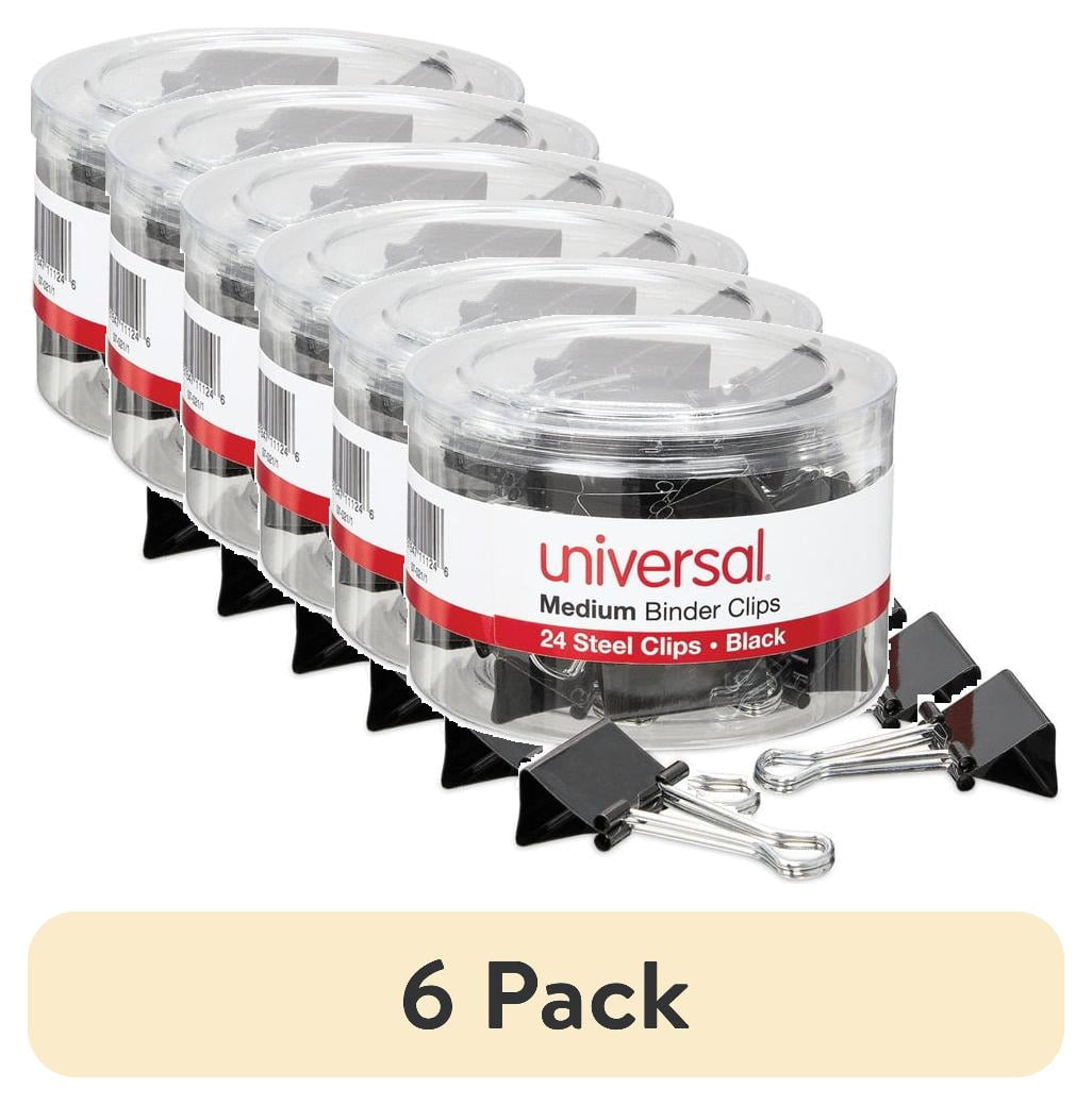 (6 pack) Universal Binder Clips, Medium, Black/Silver, 24 Count ...