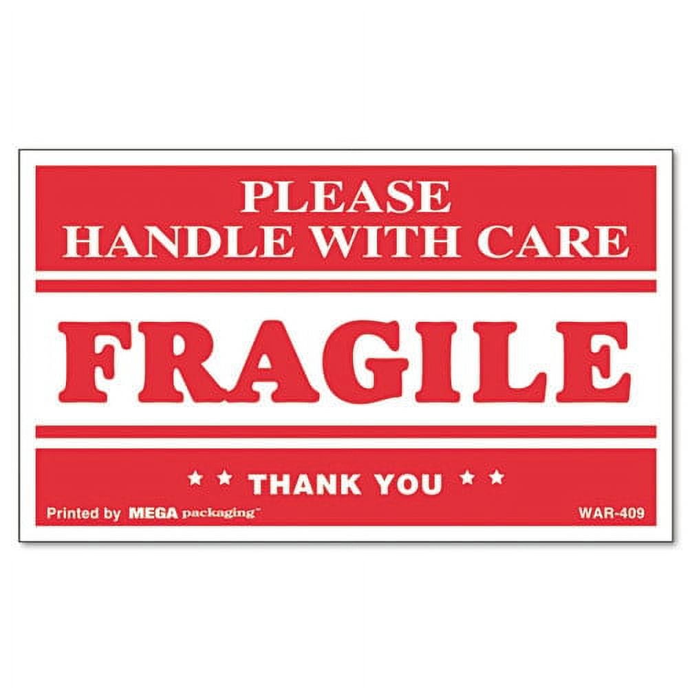 Universal UNV308383 3 in. x 5 in. Printed Message FRAGILE Handle with ...