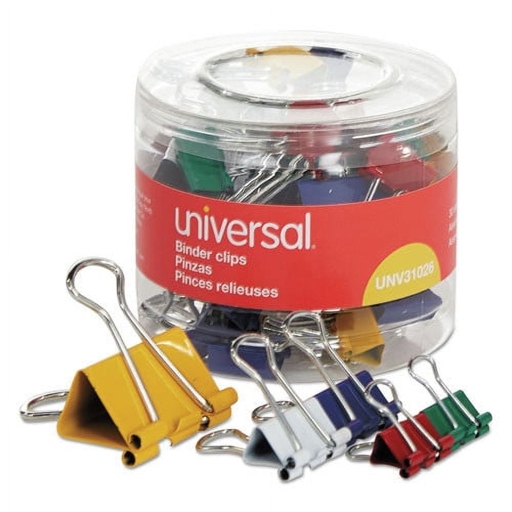 Universal UNV31026 Binder Clips with Storage Tub - Assorted (30/Pack ...