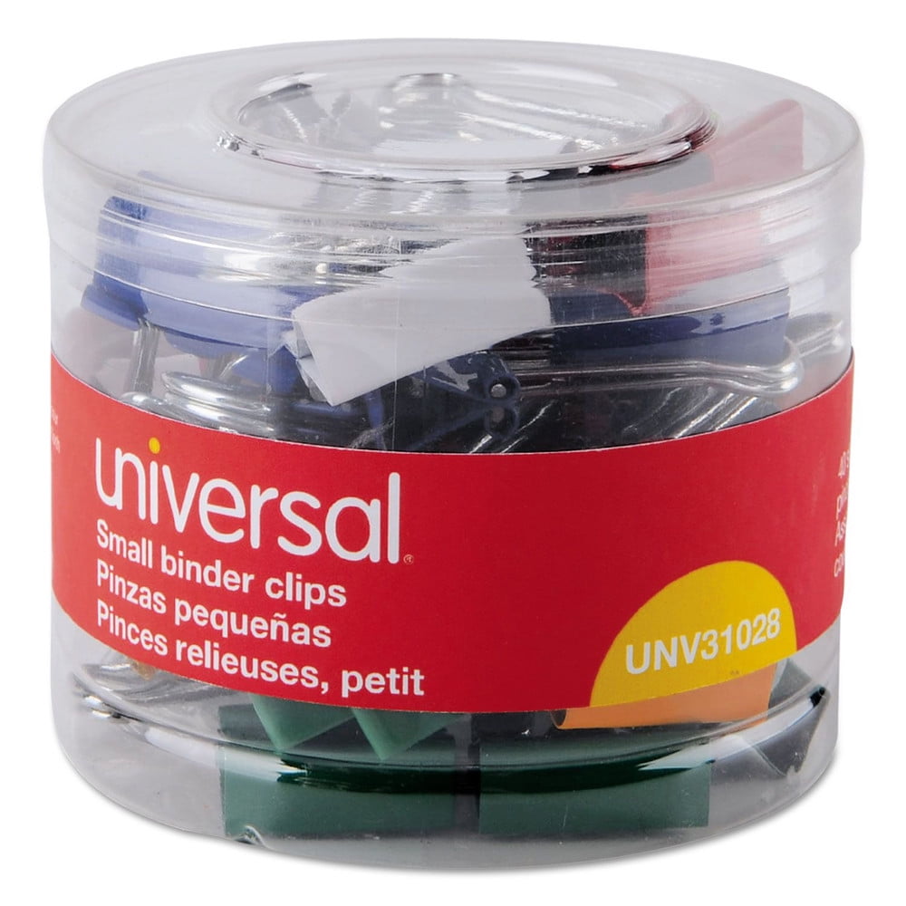 Universal UNV31028 Binder Clips with Storage Tub - Small, Assorted (40 ...