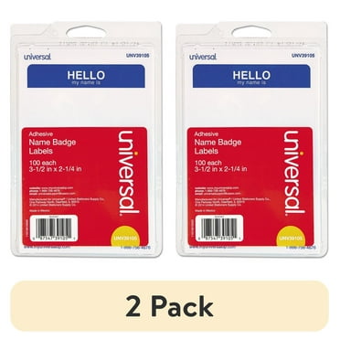 Universal Plain Self-Adhesive Name Badges, 3 1/2 x 2 1/4, White, 100 ...