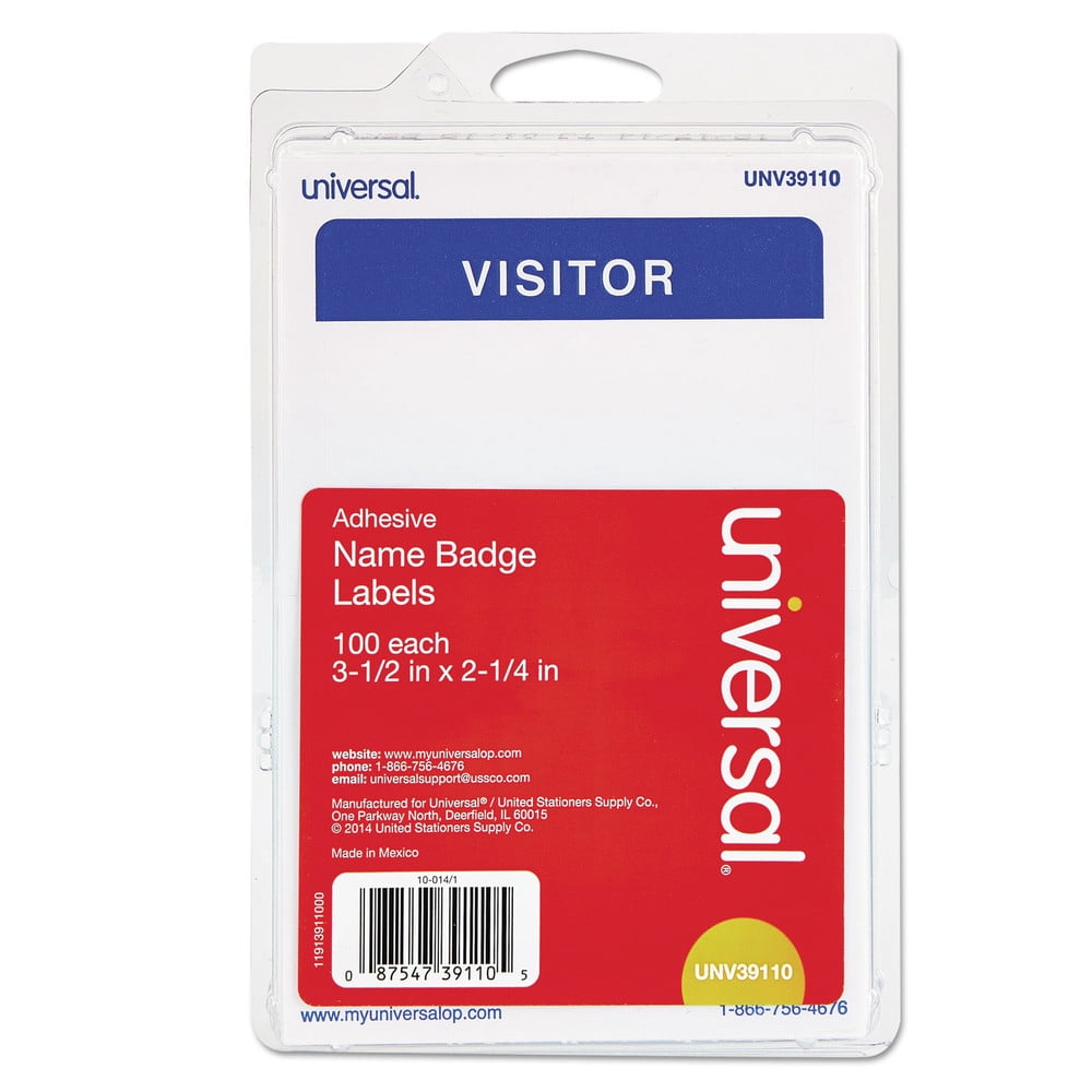 Universal UNV39110 3-1/2 in. x 2-1/4 in. Self-Adhesive 'Visitor' Name ...