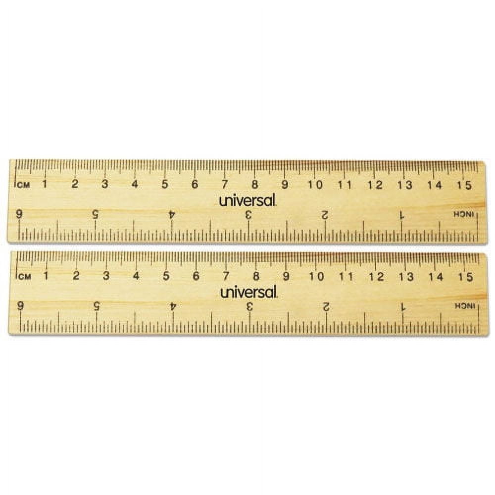 Universal UNV59024 Flat Wood Standard/Metric 6 in. Ruler (2/Pack ...