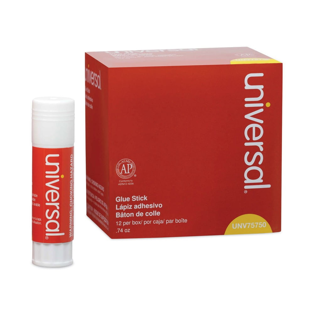 Universal Glue Stick, 0.74 oz, Applies and Dries Clear, 12/Pack ...
