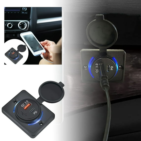 Universal USB C Car Charger Socket High Speed PD QC 30 Flush Mount ...