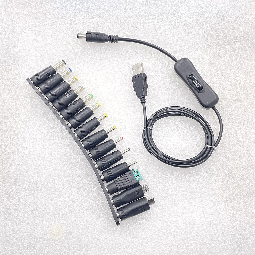 Universal USB to 5V DC Power Cord Switch Charging Cable 5.5x2.1mm Jack ...