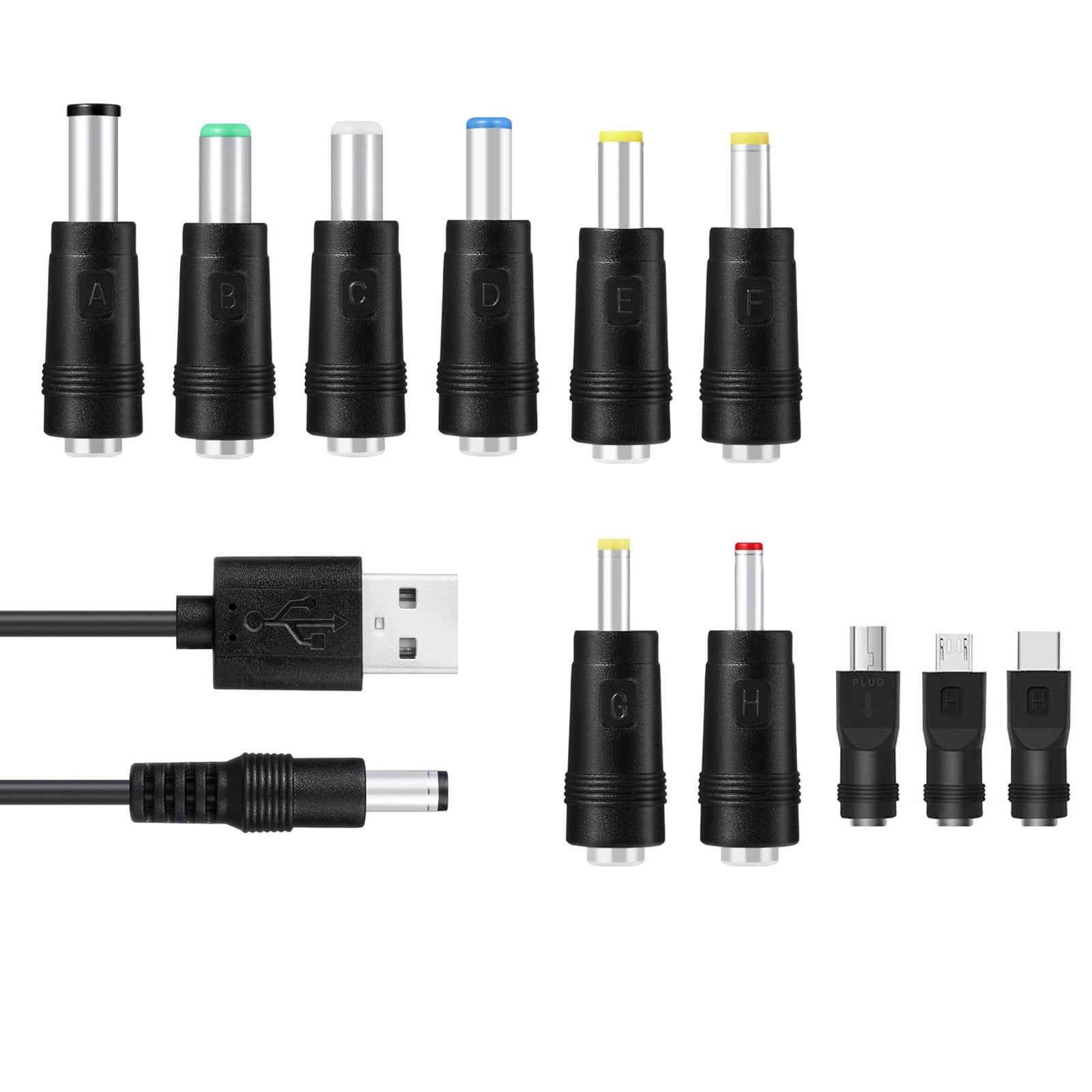 Universal USB to DC Power Cord - 8 Interchangeable Plugs, 1m Length, 5V ...