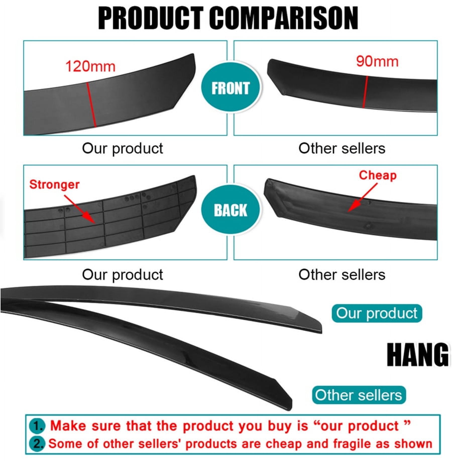 Universal Vehicle Car Front Bumper Lip Spoiler Body Trim Kit Gloss ...