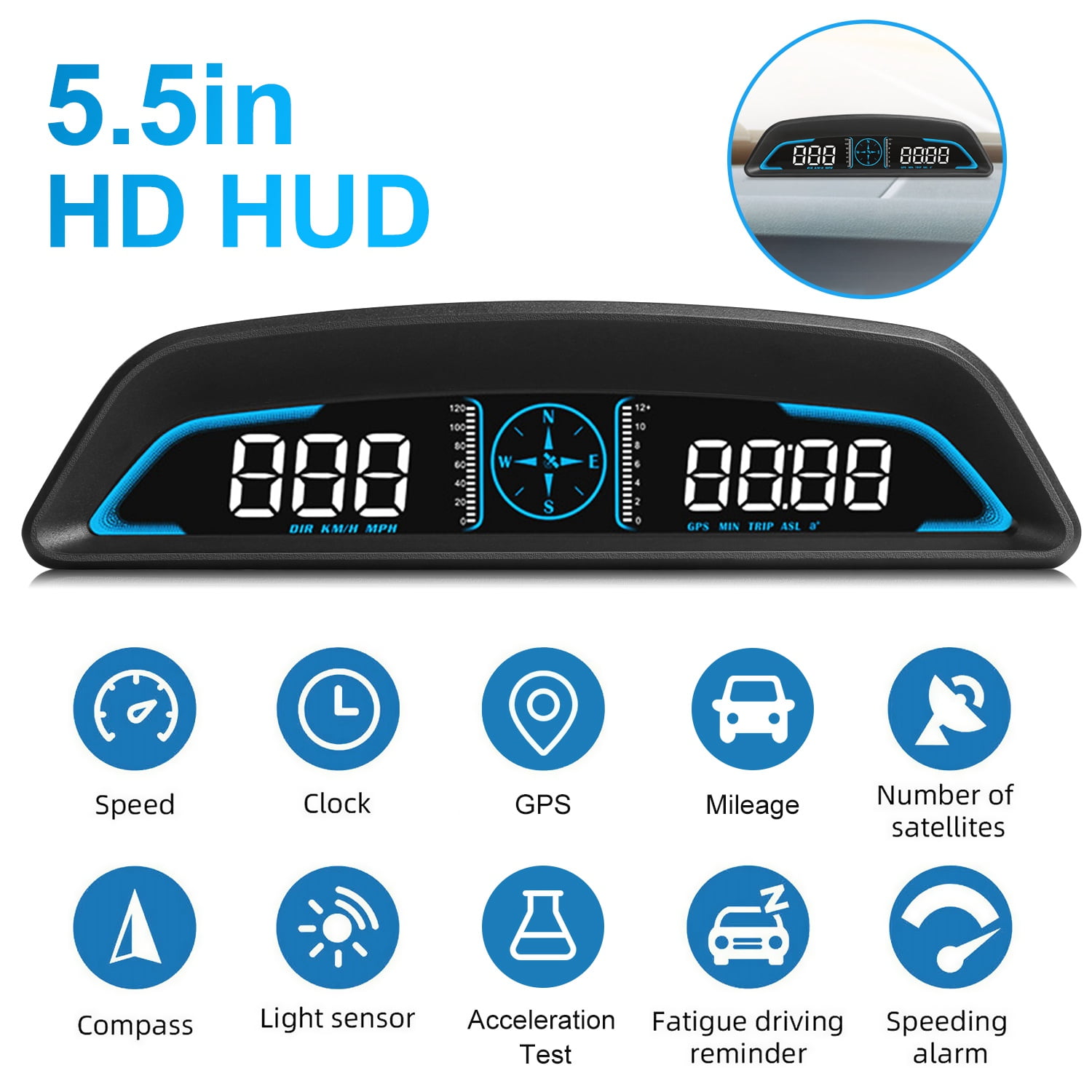 Universal Vehicle Smart HUD Display Speedometer Odometer with ...