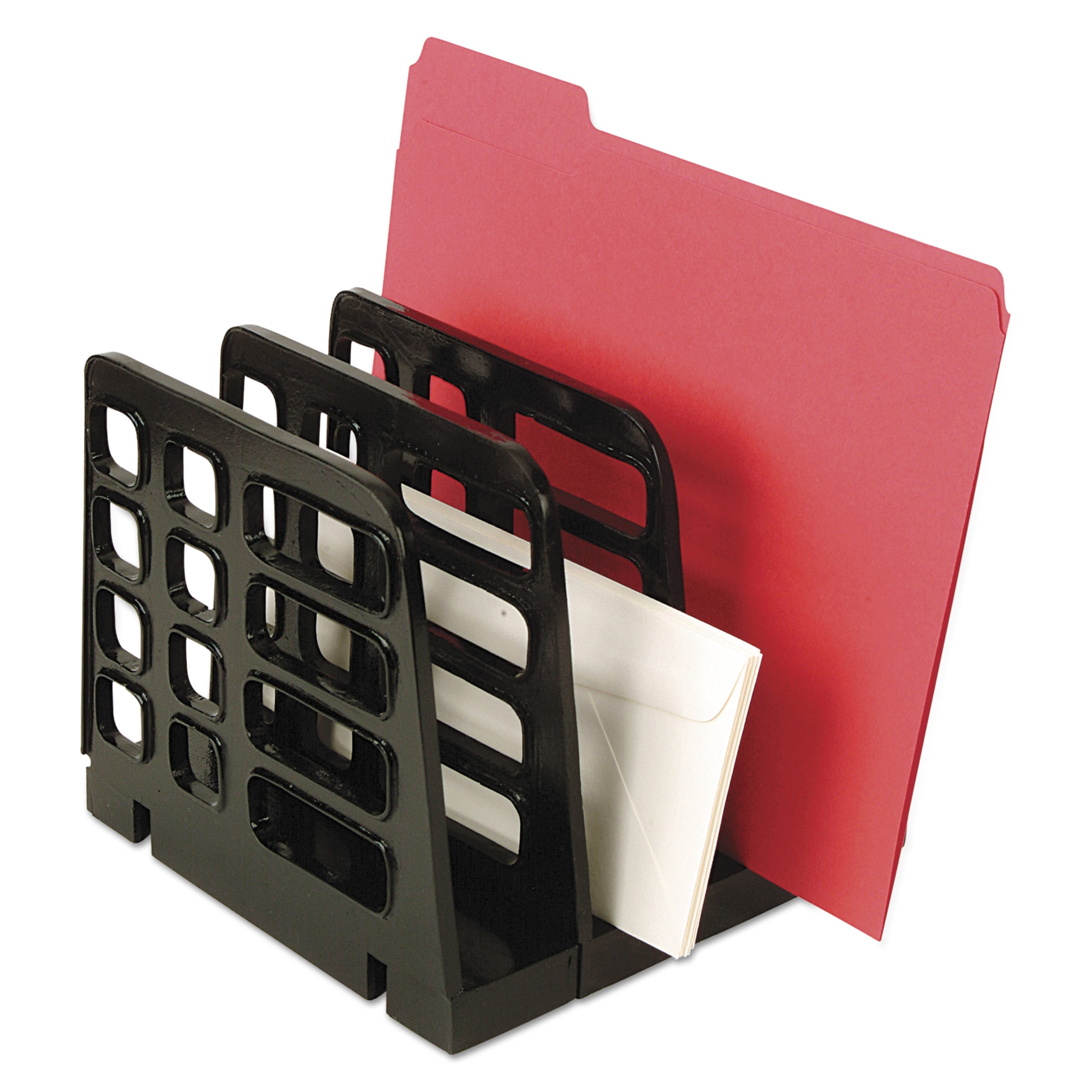 Universal Vertical Add-On Sorter, Plastic, 3 Compartments, Black ...