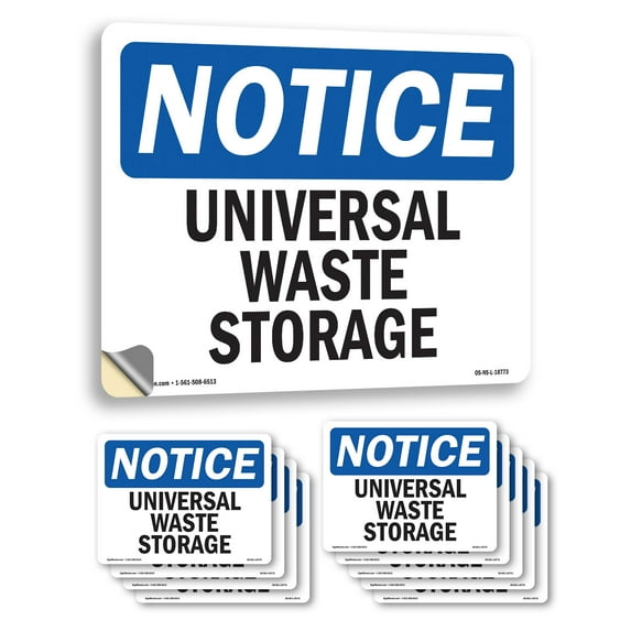 Universal Waste Storage OSHA Notice Vinyl Decal Label 24 Inch x 18 Inch ...