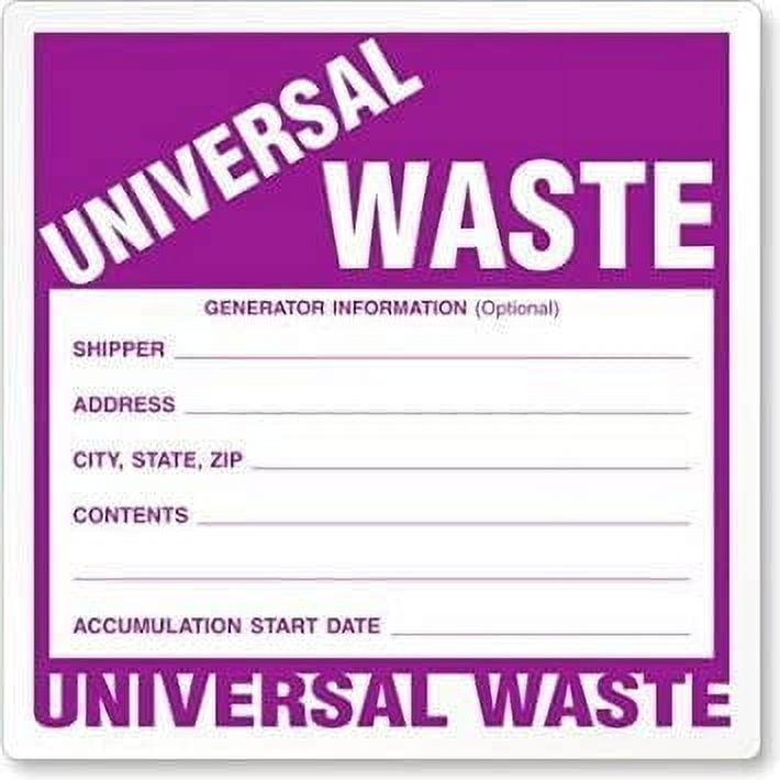 Universal Waste Vinyl Industrial Labels, 6" x 6" - Pack of 100$$Office ...