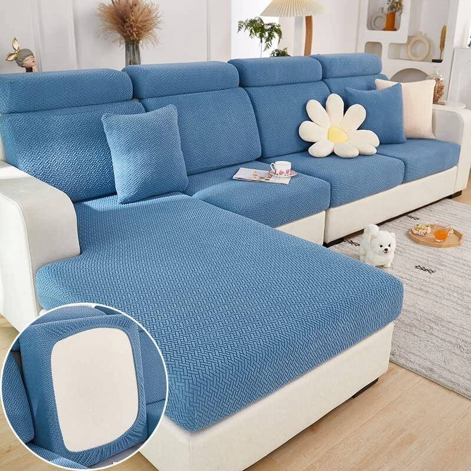 Universal Wear-Resistant L Shape Sofa Covers, Chaise Lounge Sofa ...