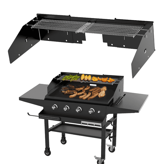 Universal Wind Guard and Warming Rack Fit for Griddle Without a Hood ...