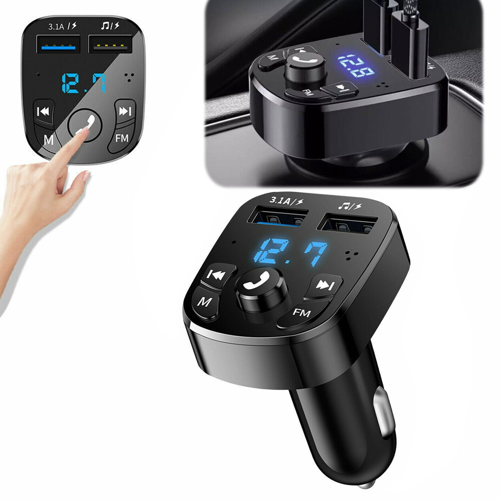 Universal Wireless Car FM with MP3 Audio Playback USB Fast Charging and ...