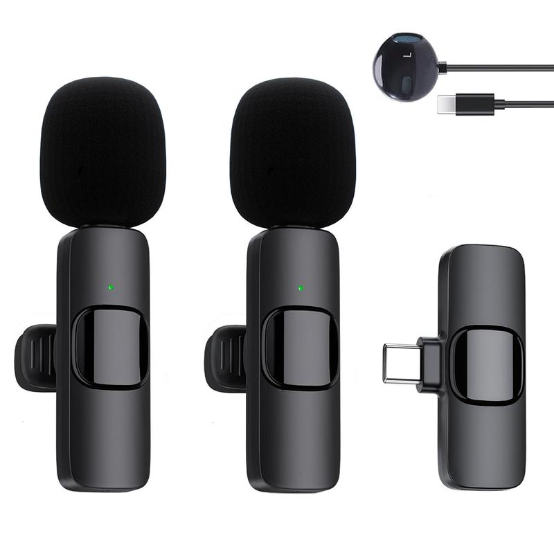 Universal Wireless Lavalier Mic – Dual Clip-On Bluetooth Microphone for ...