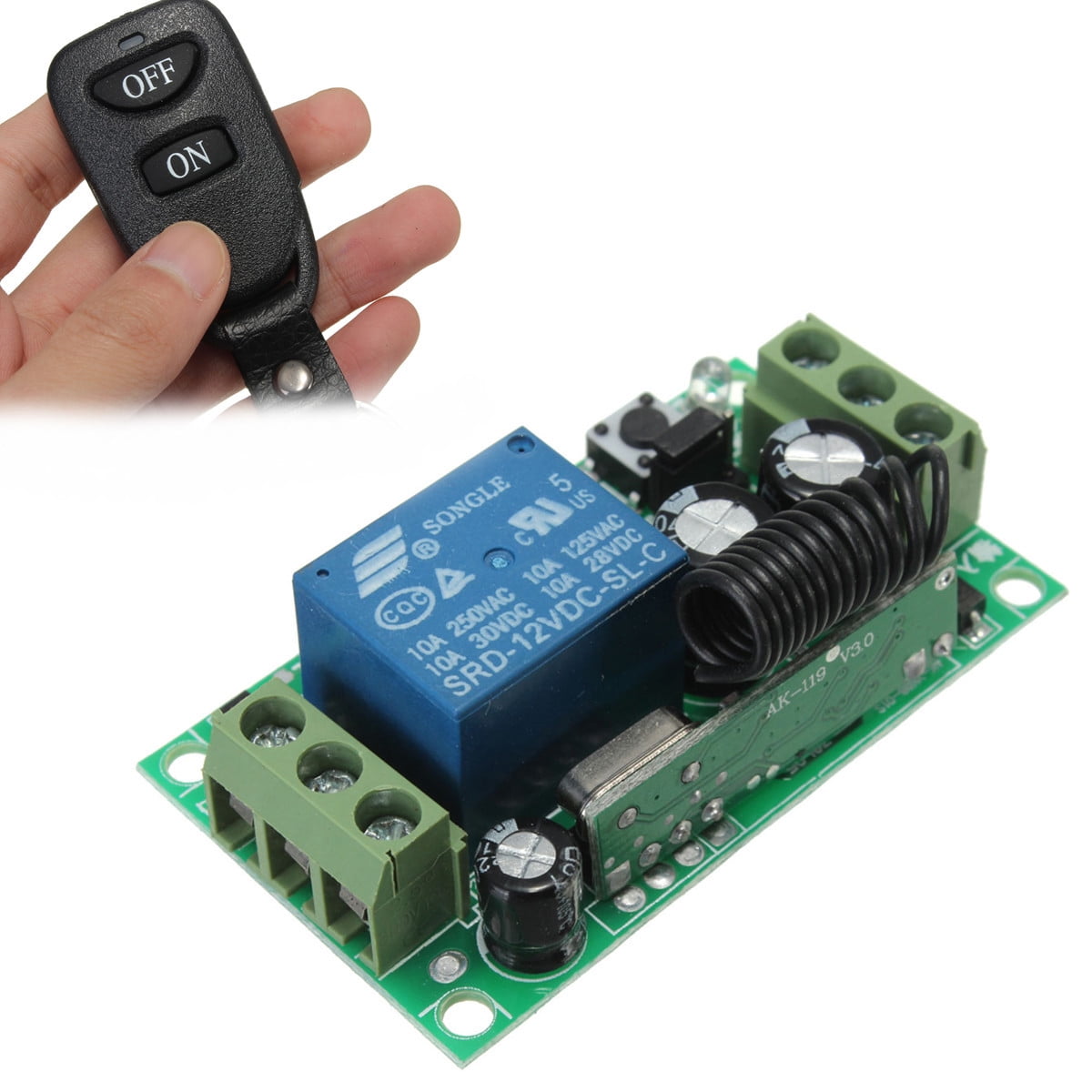 Universal Wireless RF Remote Control Switch 433MHz DC 12V 10A Relay 1CH ...