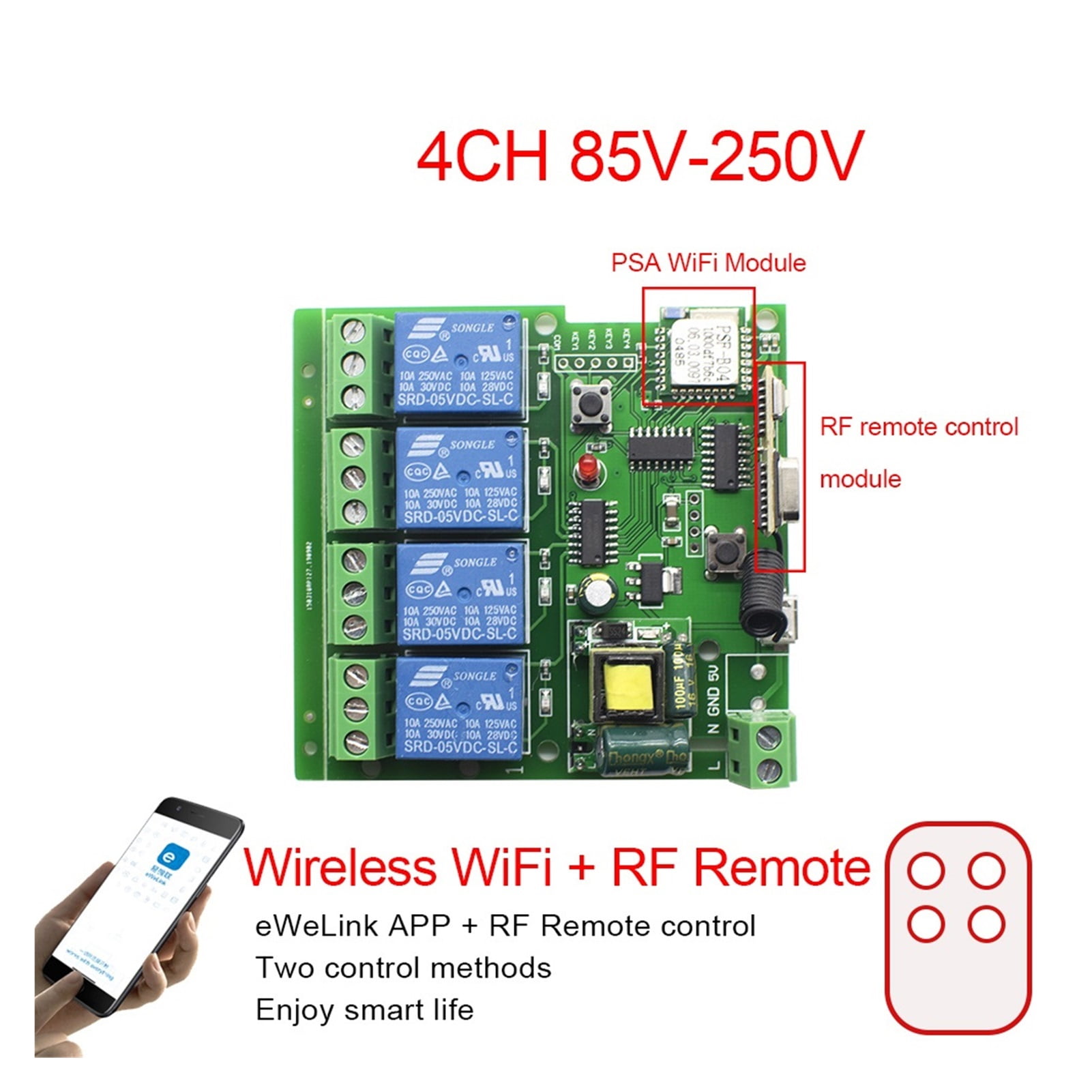 Universal Wireless Remote Controller WiFi Relay Module EWeLink APP ...