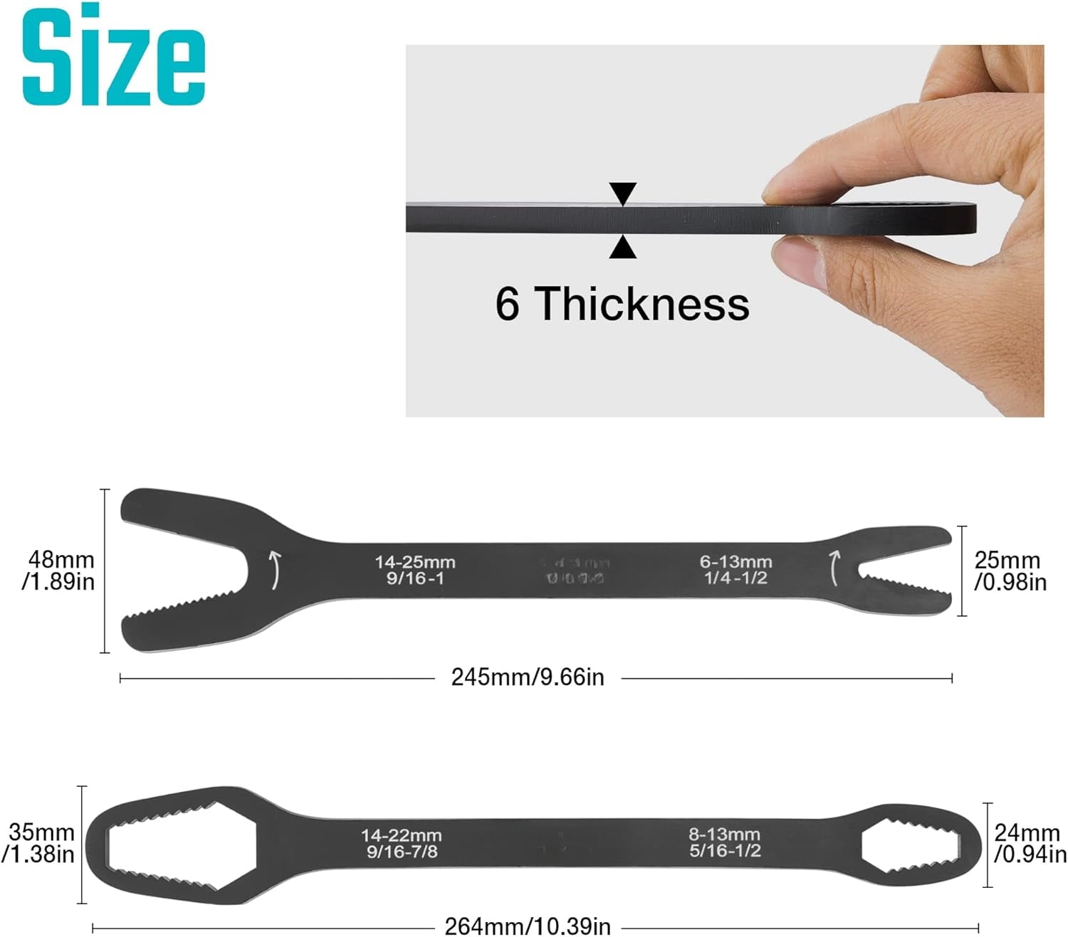Universal Wrench Set, Multi-functional Wrench Set, SAE & Metric, 1/4”-1 ...