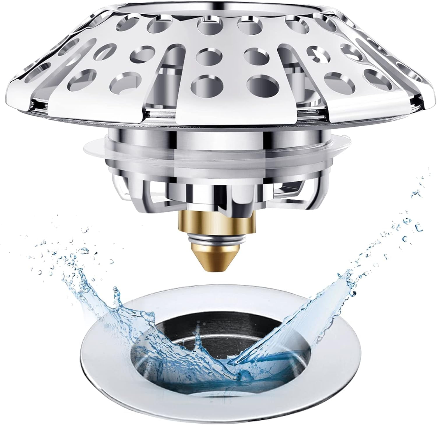 Universal bathtub drain plug, spring-loaded bathtub drain cover, drain ...