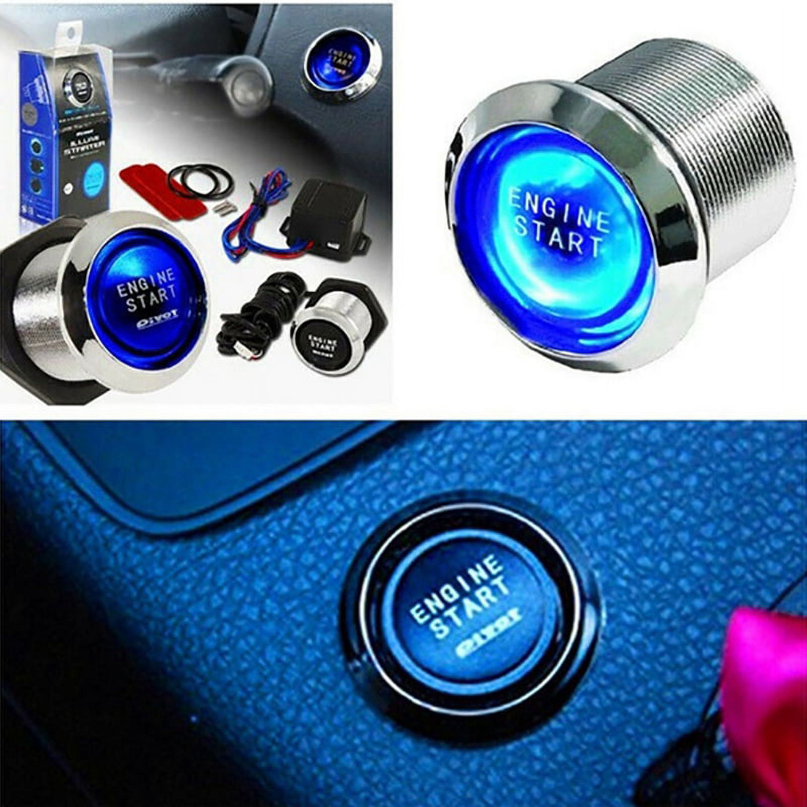 Universal for Car Engine Start Push Button Switch Ignition Kit Blue LED ...