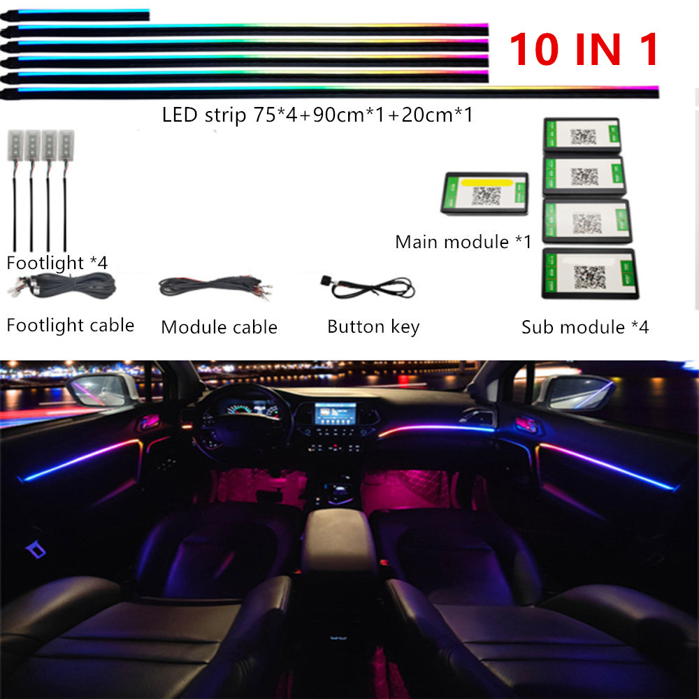 Universal symphony car ambient lights 64 rgb car interior acrylic light ...