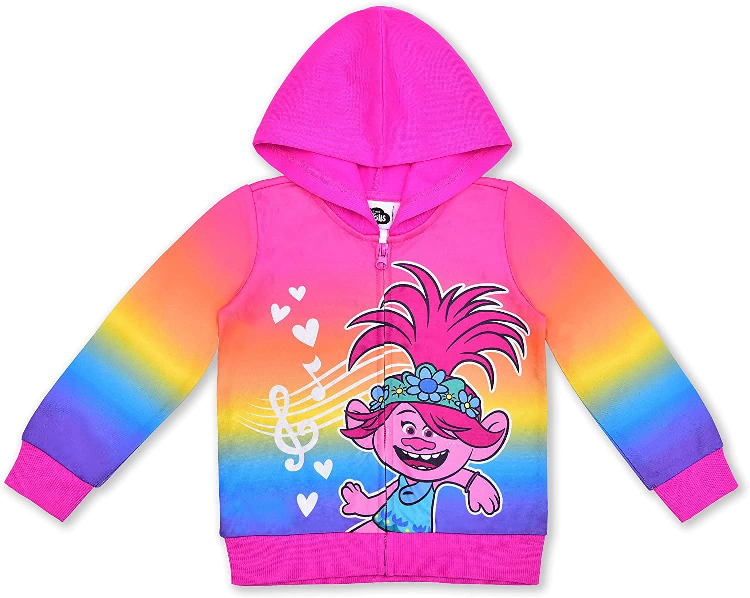 Universals Trolls Zip Up Hoodie for Girls, Front Zip Jacket for Kids ...