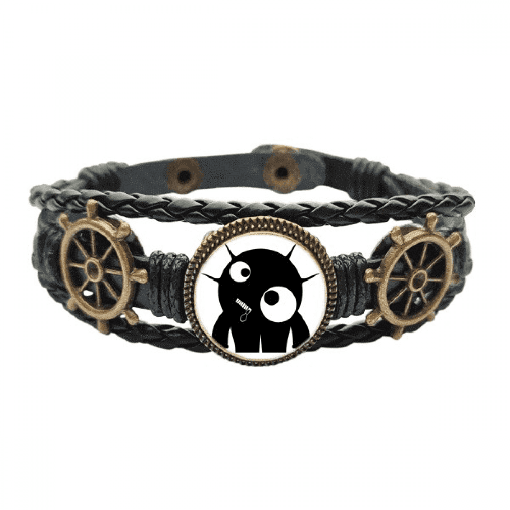 Universe Alien Monster Alien Leather Braided Ocean Bracelet Wristband ...