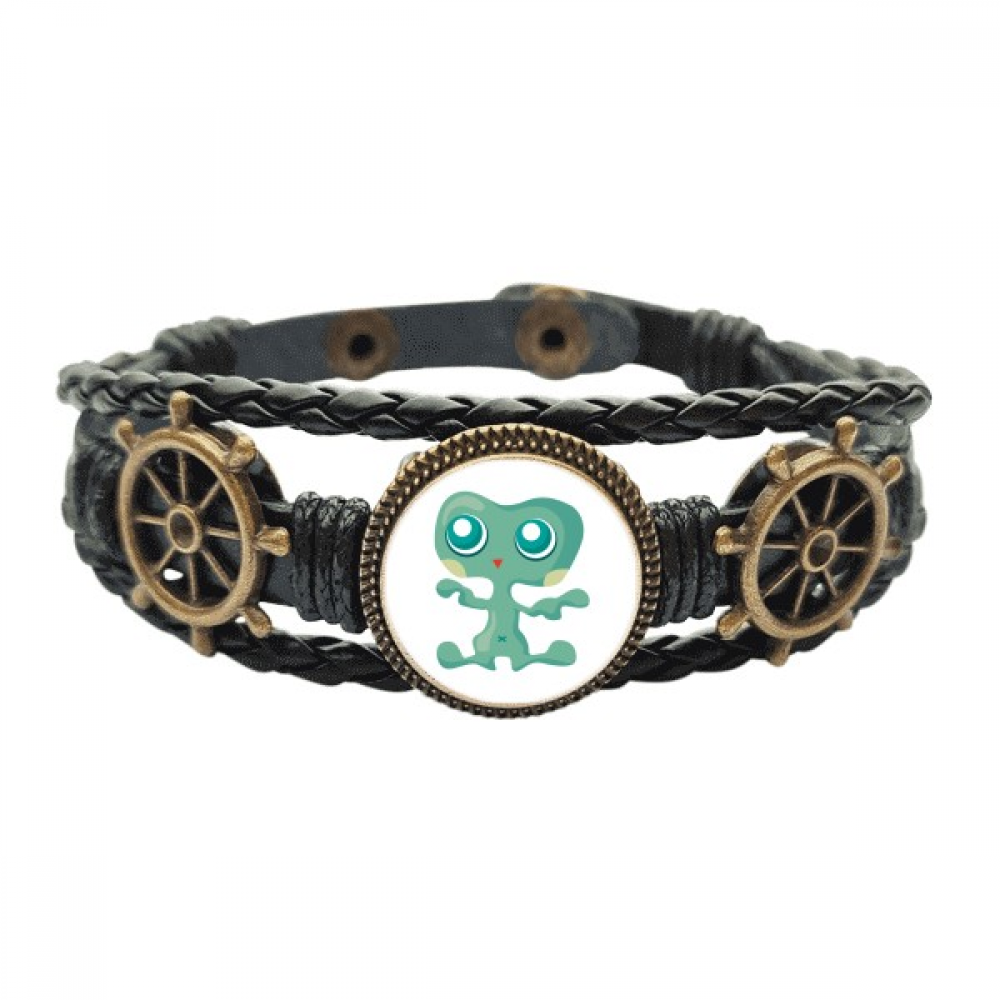 Universe Alien Monster Green Alien Leather Braided Ocean Bracelet ...