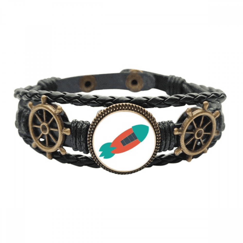 Universe Alien Monster Rocket Leather Braided Ocean Bracelet Wristband ...