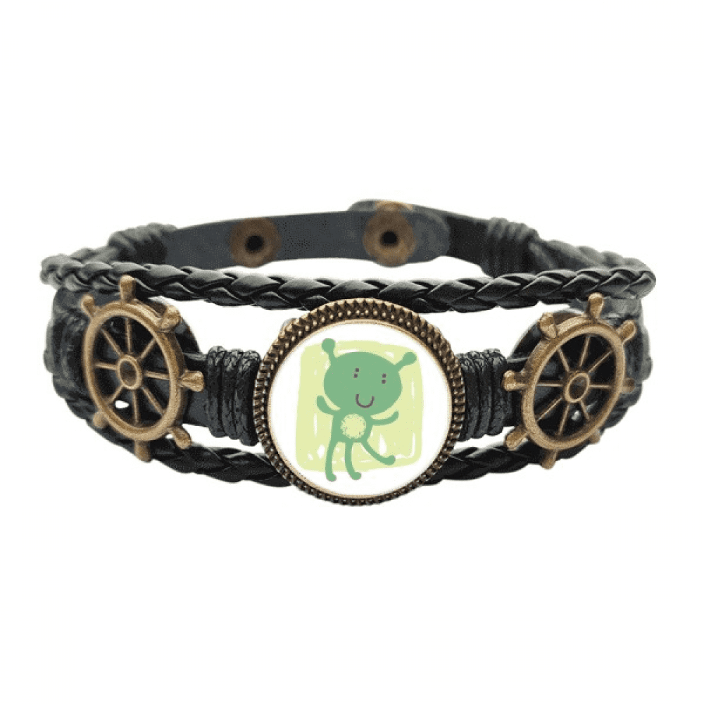 Universe And Alien Graffiti Alien Leather Braided Ocean Bracelet ...
