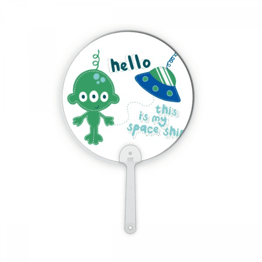 Universe And Alien Hello Alien Plastic Round Handheld Fan Decorations ...