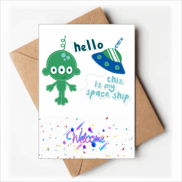 Universe And Alien Hello Alien Welcome Back Greeting Cards Envelopes ...