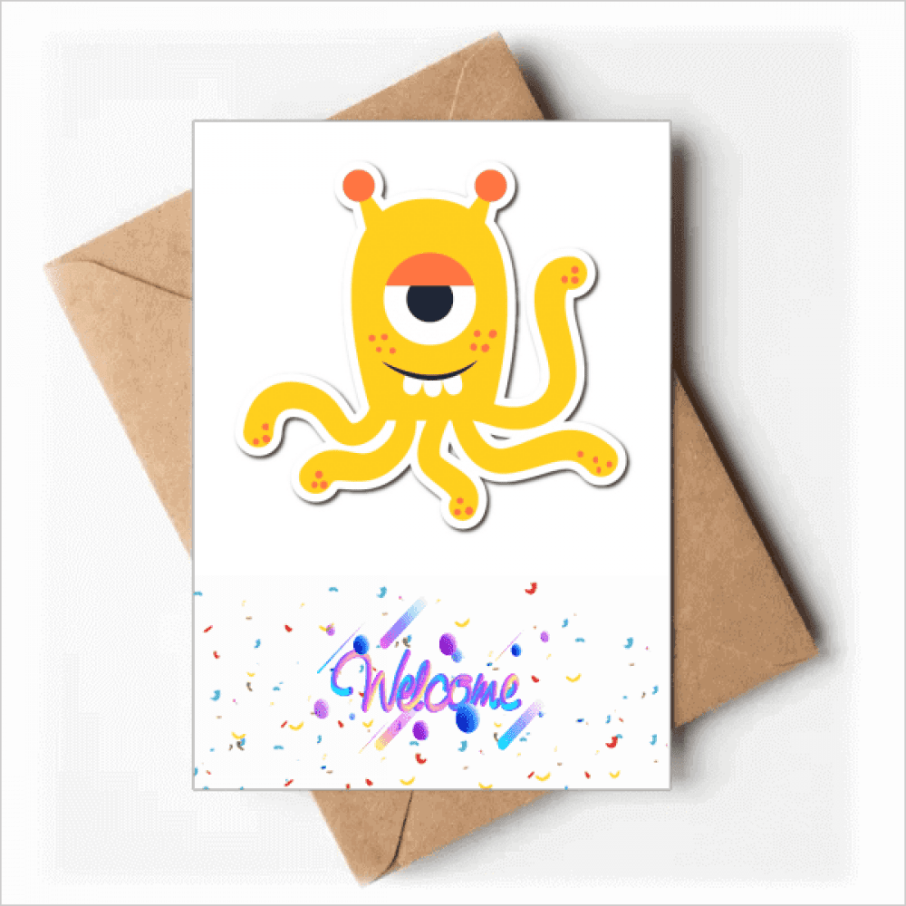 Universe And Alien Yellow Monster Welcome Back Greeting Cards Envelopes ...