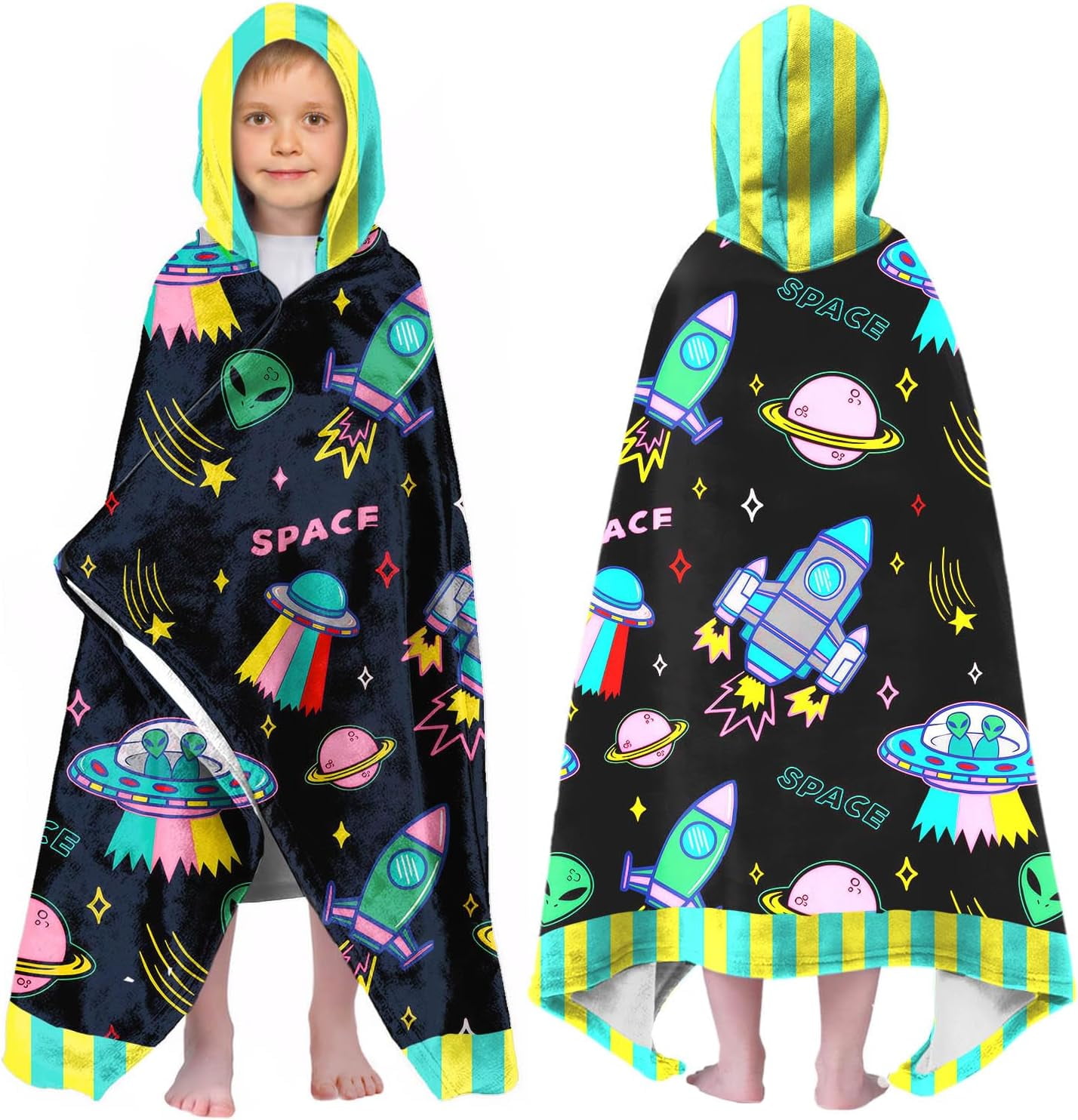 Universe Boys Beach Towel with Hoodie for Kids Toddlers Age 4-8,Starry ...