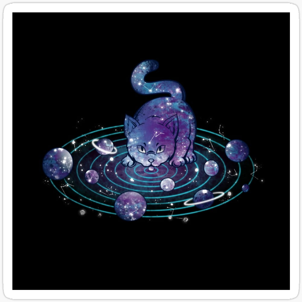 Universe Cat Solar System Feline Sticker Phone Decal Water Bottle Stickers Car Decals, Laptop ...