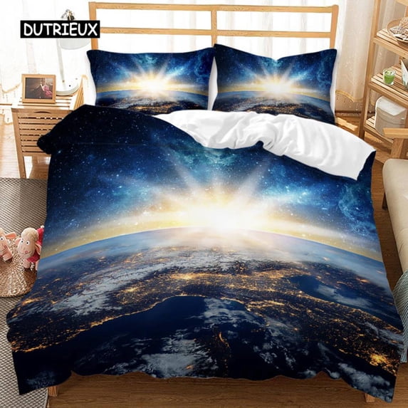 Universe Duvet Cover Galaxy Planet Comforter Cover Universe Outer Space ...
