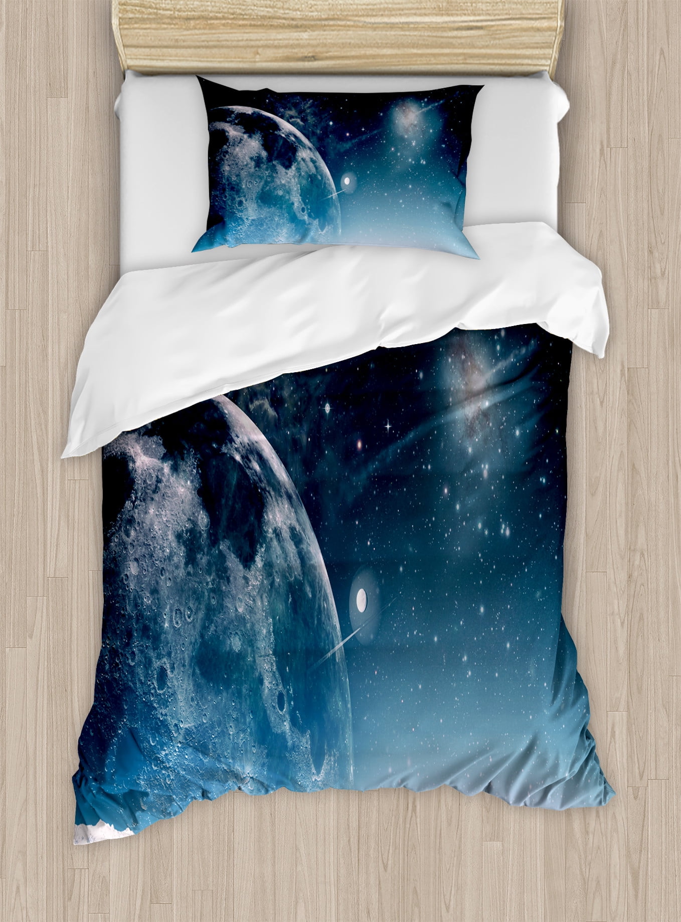 Universe Duvet Cover Set, Another World Landscape Atmosphere Crater ...