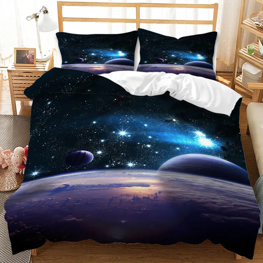 Universe Duvet Cover Set Outer Space Bedding Set Galaxy Twin Polyester ...