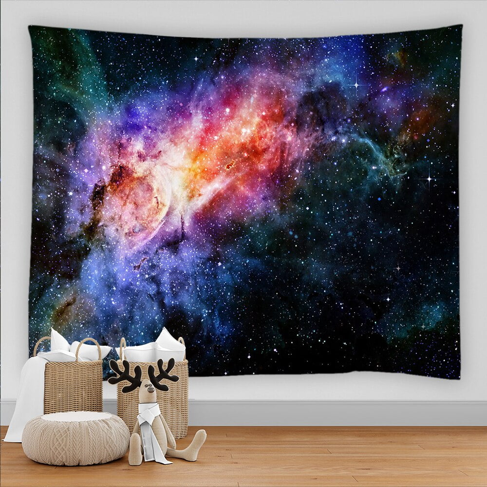 Universe Galaxy Tapestry Beautiful Aurora Moon Under The Night Sky ...