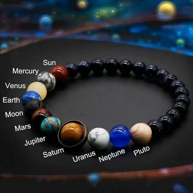 Universe Galaxy the Nine Planets Solar System Blue Sandstone Healing Bracelet - Walmart.com