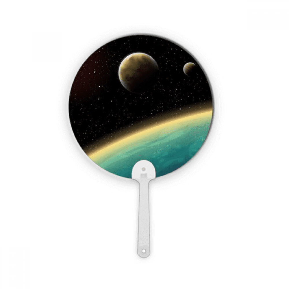Universe Planet Galaxy Earth Blue Plastic Round Handheld Fan ...