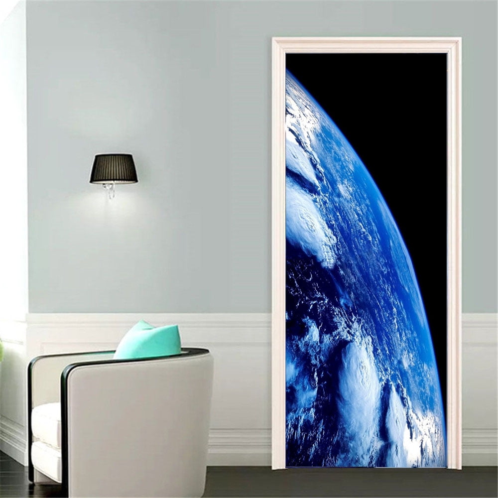 Universe Planets Door Stickers Wallpaper Galaxy Starry Sky Doors Murals ...