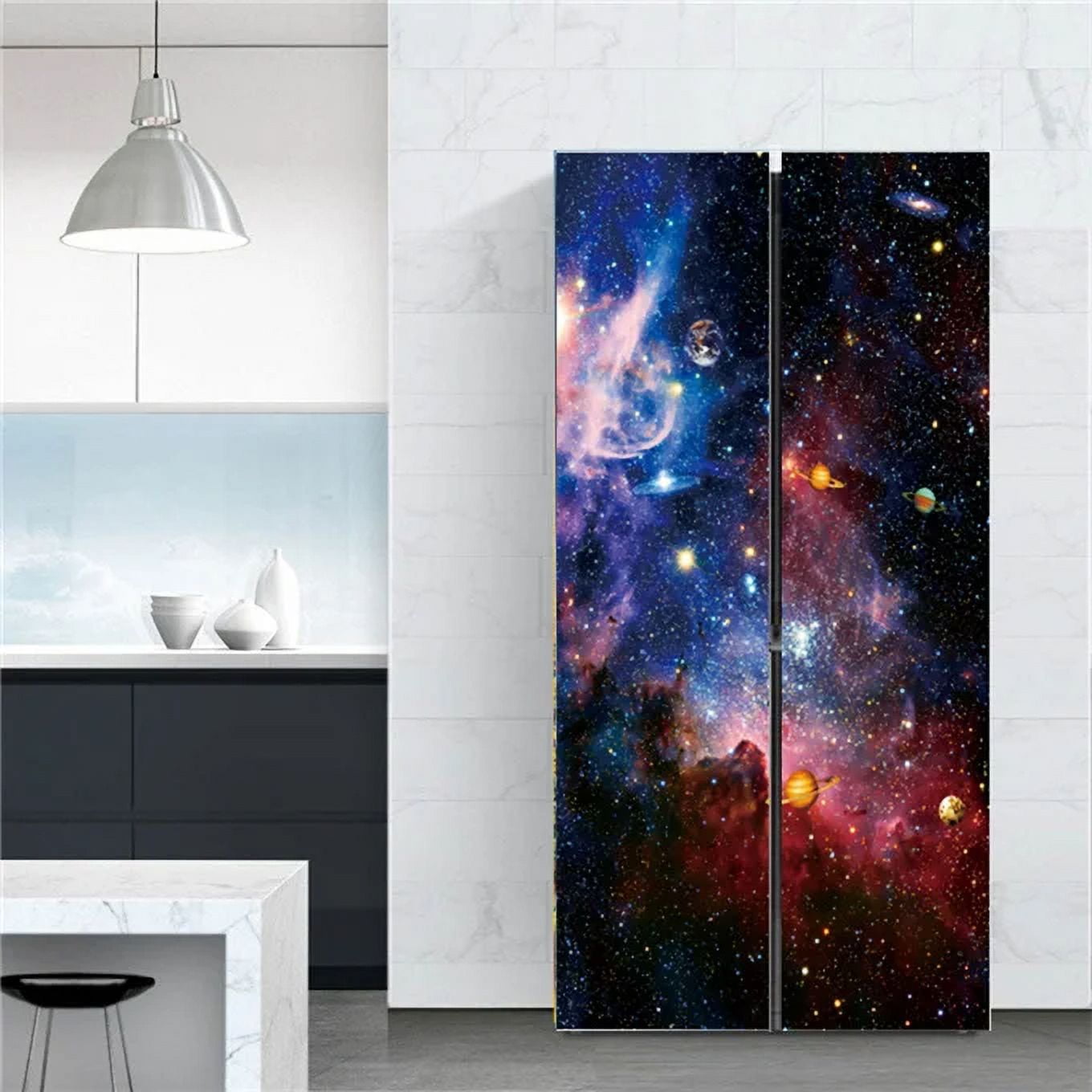 Universe Refrigerator Wrap Self Adhesive Galaxy Outer Space Fridge Sticker Cosmos Starry Sky ...
